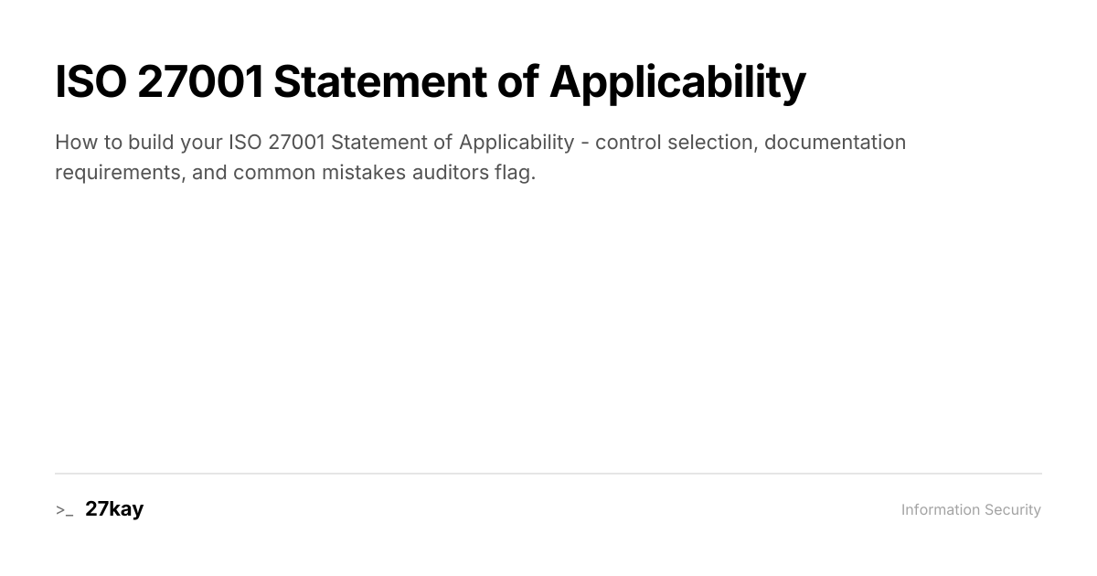 ISO 27001 Statement of Applicability | 27kay