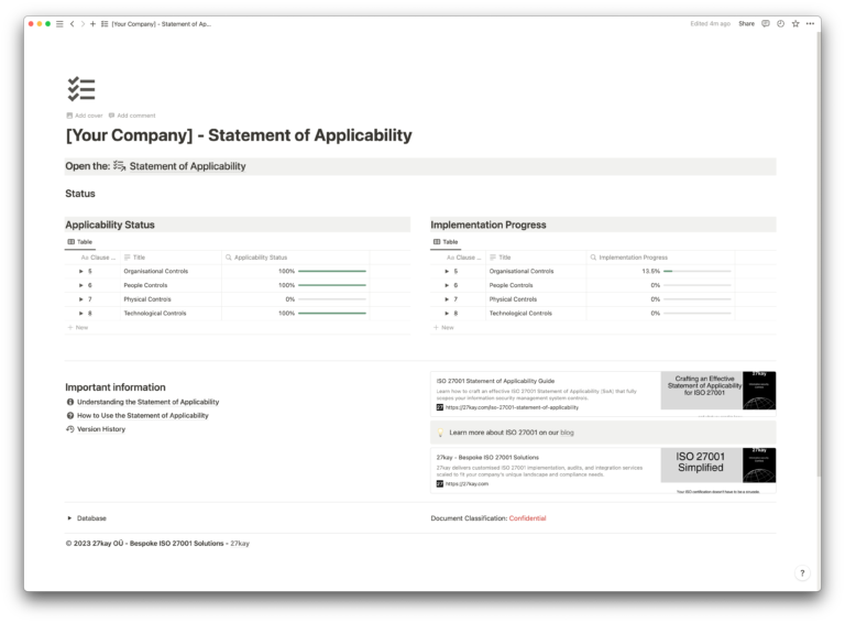 ISO 27001:2022 SoA Notion Template